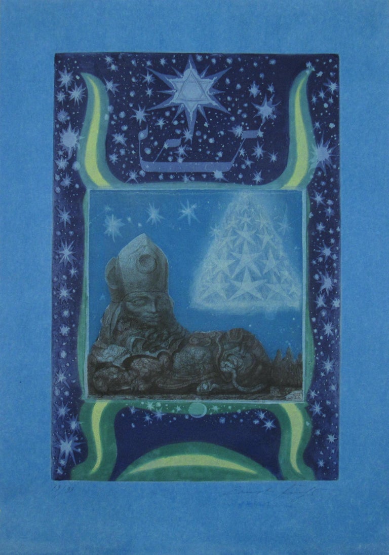 Ernst Fuchs - Sphinx Mystagoga - Surreal Etching - 1960 's Vienna ...