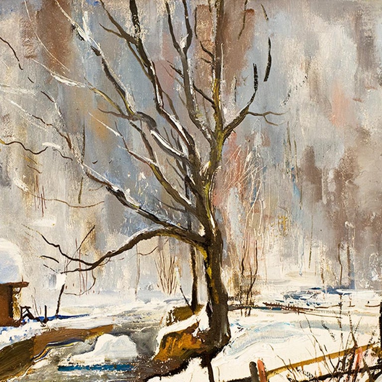 Ernst Huber Winter Landscape 1943 Oil on Canvas For Sale at 1stDibs