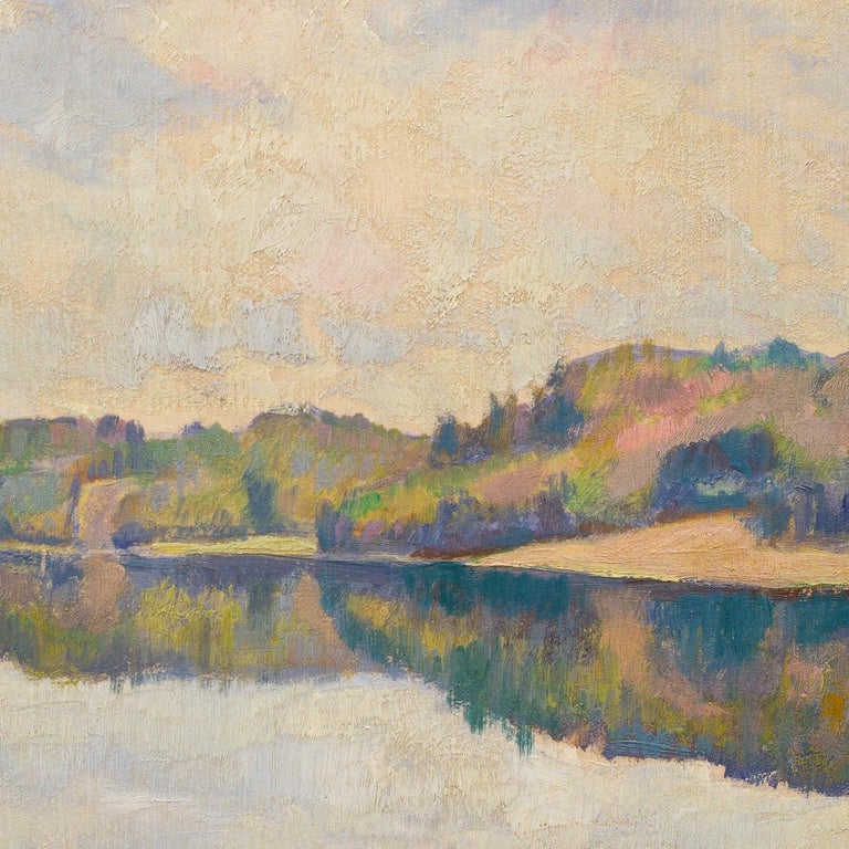 Ernst Suter - Lake View With Water Reflections by Swiss Artist Ernst ...