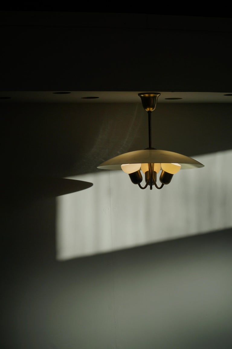 Ernst Voss, Danish Mid-Century Modern Chandelier in Opal Glass and ...