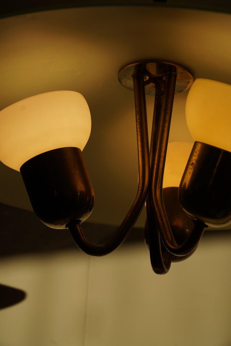 Ernst Voss, Danish Mid-Century Modern Chandelier in Opal Glass and ...