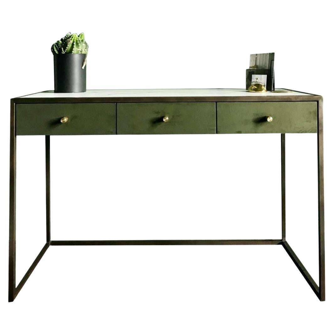 Eros Desk in Antique Bronze Frame and Novasuede and Marblo Surface For ...