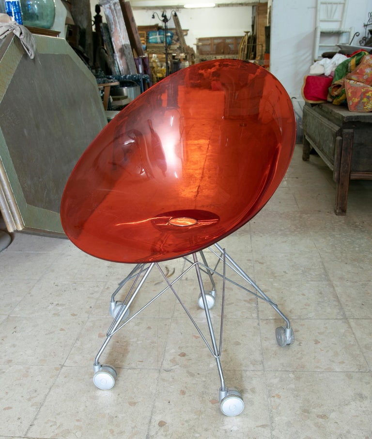 Eros Red Eiffel Swivel Chair on Wheels Philippe Starck for Kartell ...