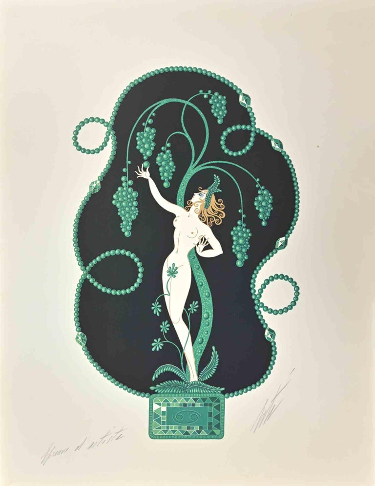 Erté - Emerald - Lithograph by Erté - 1969 For Sale at 1stDibs