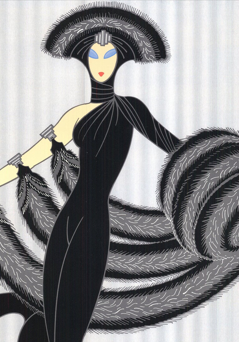 1989 Erte 'Symphony in Black' Contemporary Black, Gray Offset ...