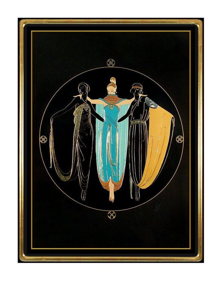 Erté - Erte Large Embossed Color Serigraph Ladies In Waiting Signed ...