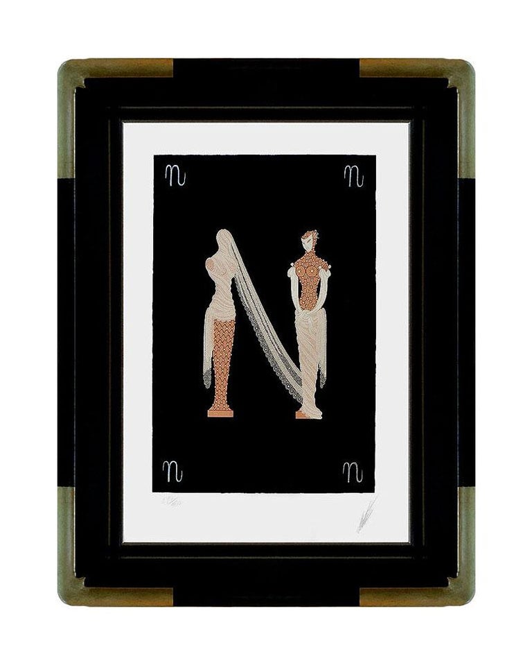 Erté - Erte Original Color Serigraph Alphabet Letter N Signed Deco ...