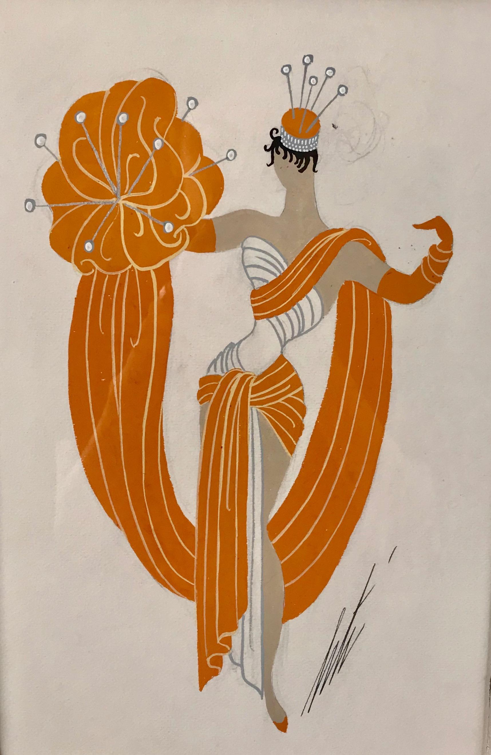 Erté - Erte Rare Male Costume Design Original Gouache Art Deco Painting ...