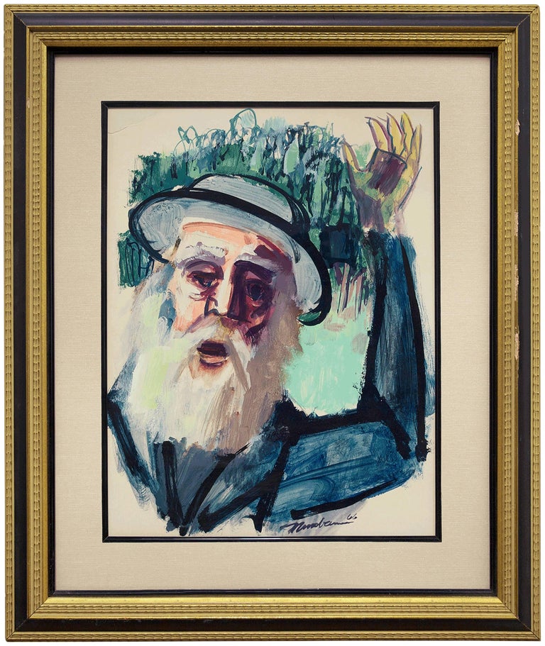 Ervin B. Nussbaum - Chassidic Rabbi, Judaica Expressionist Painting For ...