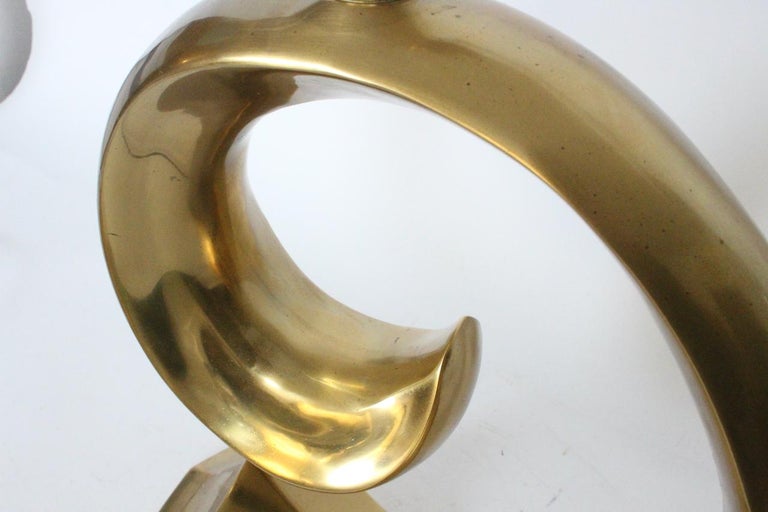 Erwin Lambeth Brass Pierre Cardin Logo Style Table Lamp For Sale at 1stDibs