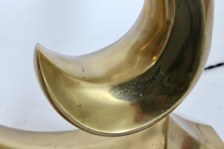 Erwin Lambeth Brass Pierre Cardin Logo Style Table Lamp For Sale at 1stDibs