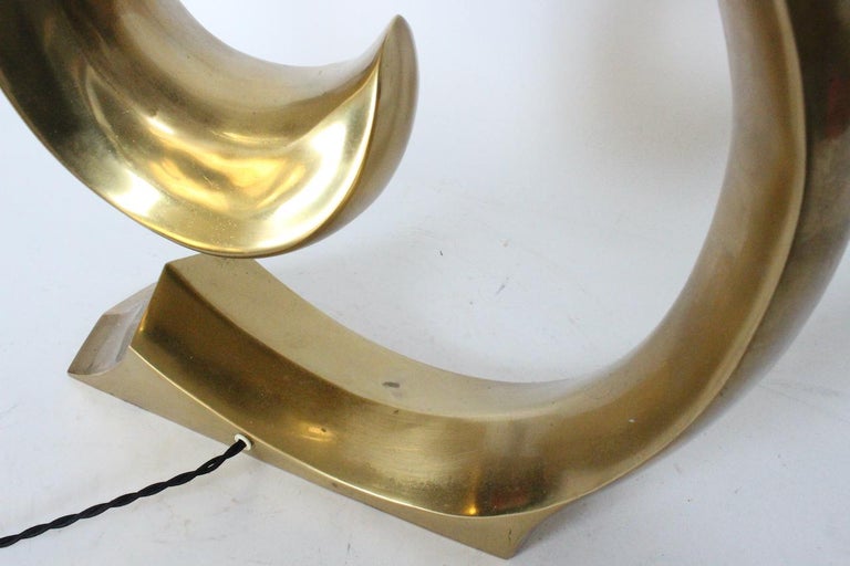 Erwin Lambeth Brass Pierre Cardin Logo Style Table Lamp For Sale at 1stDibs