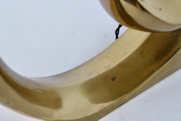 Erwin Lambeth Brass Pierre Cardin Logo Style Table Lamp For Sale at 1stDibs