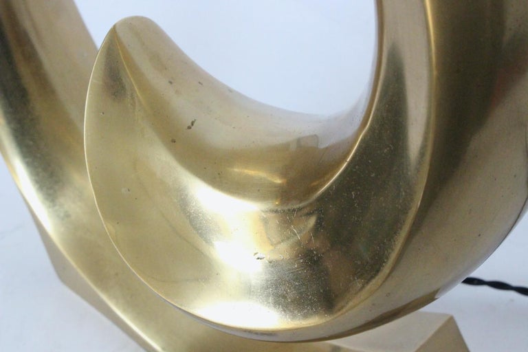 Erwin Lambeth Brass Pierre Cardin Logo Style Table Lamp For Sale at 1stDibs