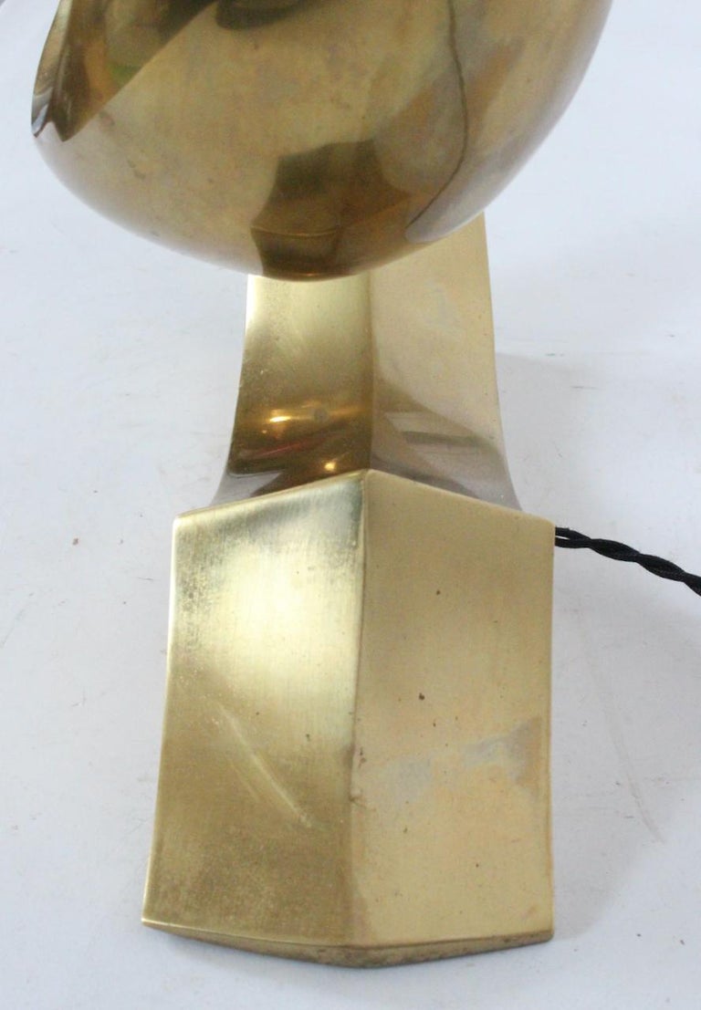 Erwin Lambeth Brass Pierre Cardin Logo Style Table Lamp For Sale at 1stDibs