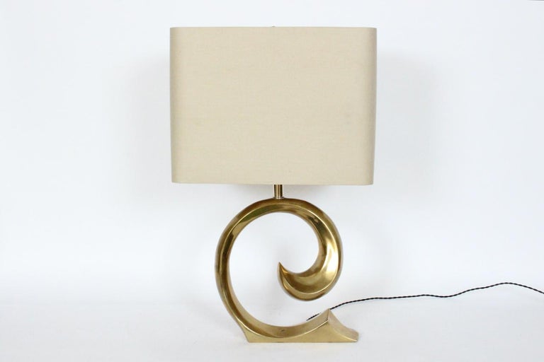 Erwin Lambeth Brass Pierre Cardin Logo Style Table Lamp For Sale at 1stDibs