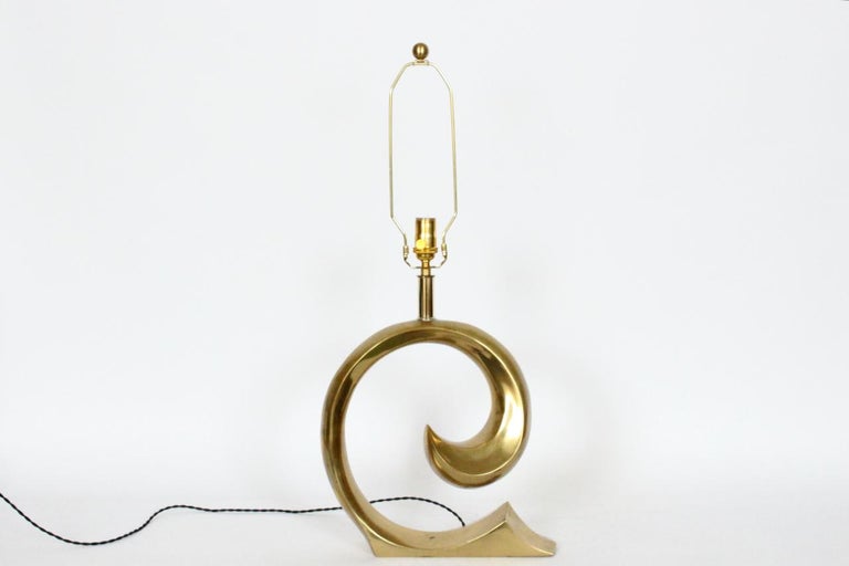 Erwin Lambeth Brass Pierre Cardin Logo Style Table Lamp For Sale at 1stDibs