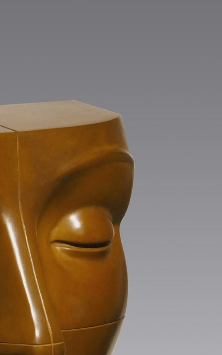 Erwin Meijer - Blockhead Bronze Sculpture Contemporary Face Cubist ...