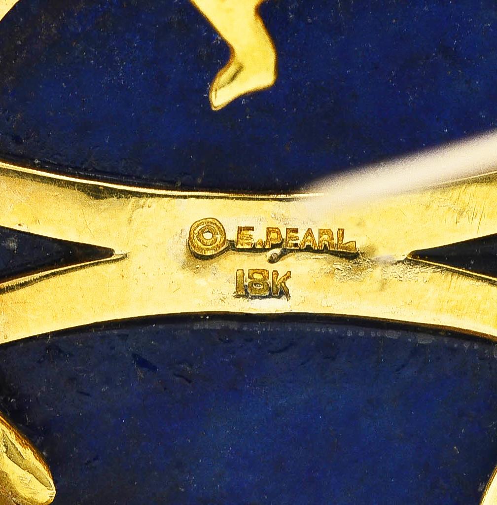 Erwin Pearl 1970's Lapis Lazuli Diamond 18 Karat Yellow Gold Ladies ...