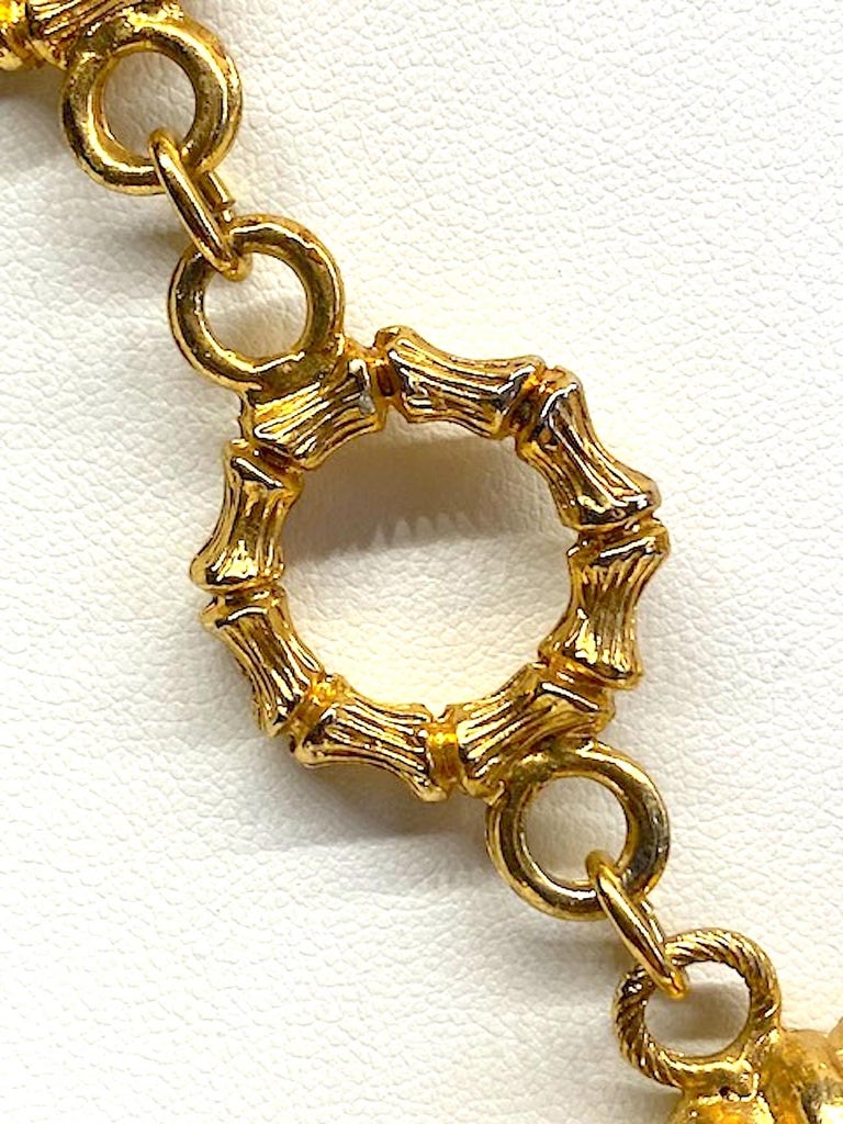 Erwin Pearl Gold and Carved Glass 1980s Pendant Necklace at 1stDibs