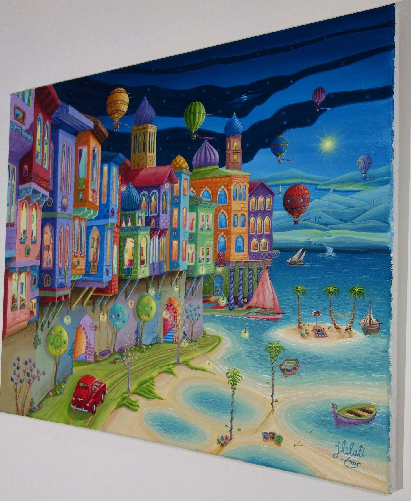 Esam Jlilati - Original oil painting, Joyful Journey, Painting, Oil on ...