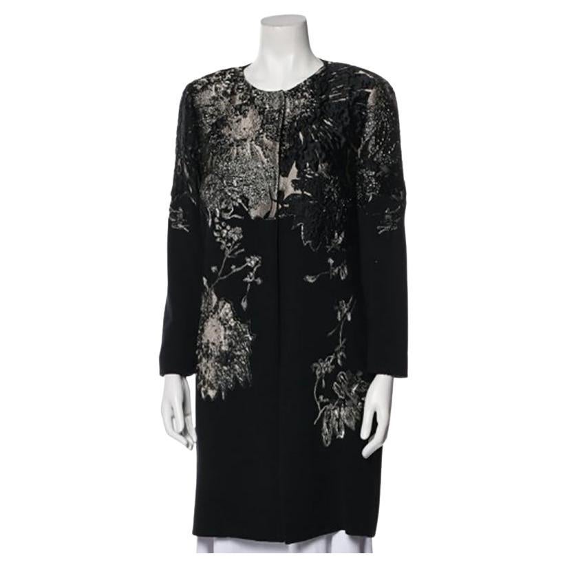 ESCADA BLACK PTINTED LONG EVENING JACKET Sz M For Sale at 1stDibs