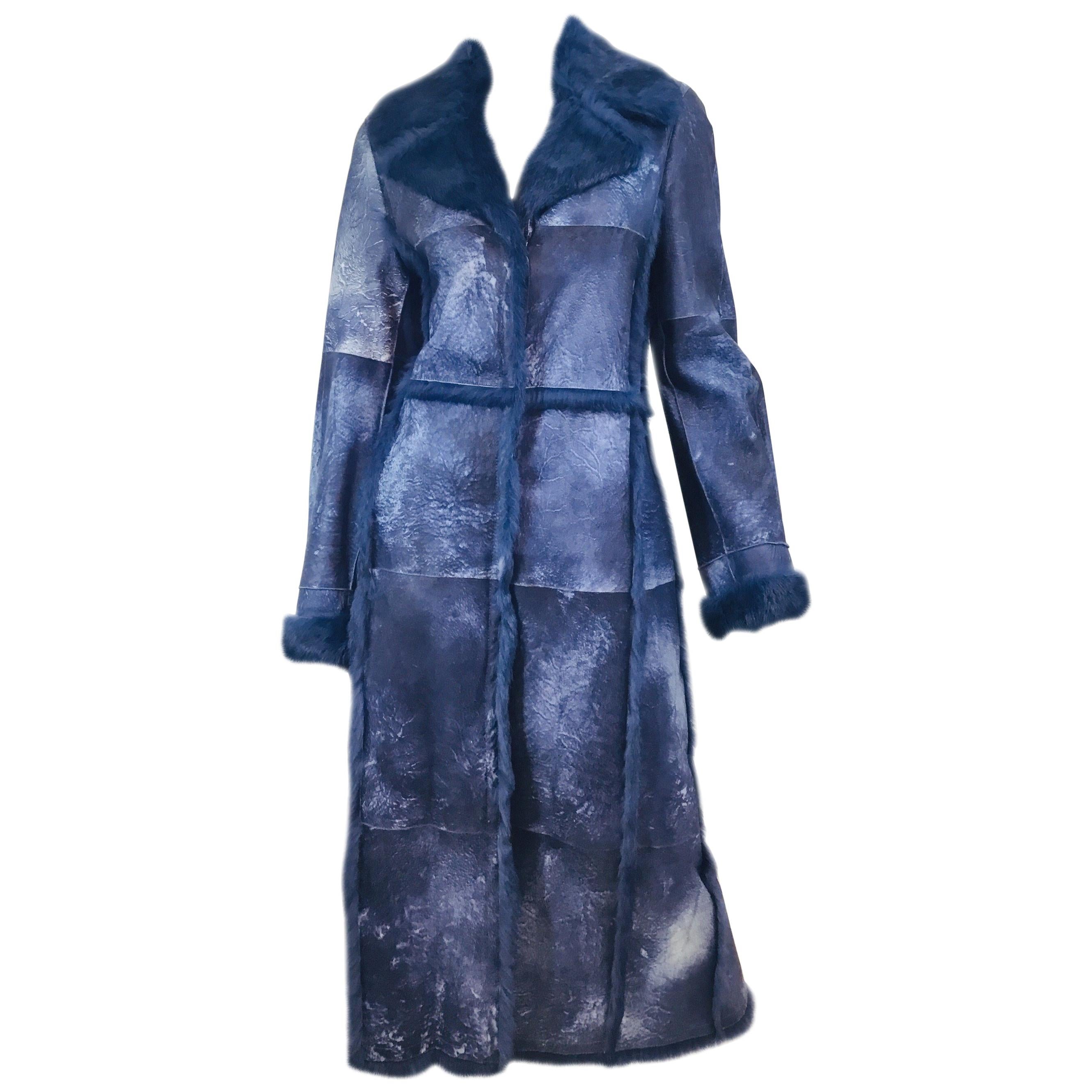 Escada Blue Lapin Long Maxi Coat at 1stDibs | escada fur coat, long ...
