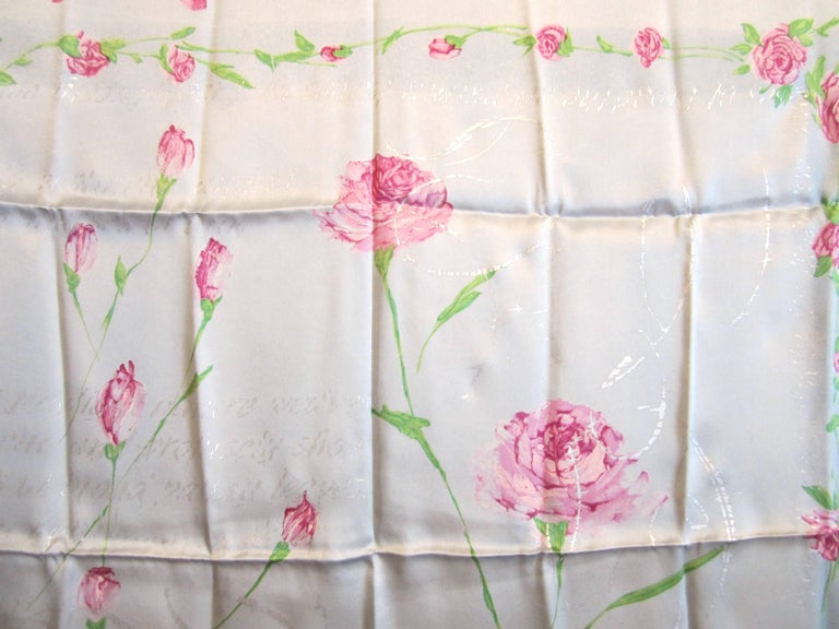 Escada Blue Pink Green Floral Scarf Made in Italy, Never Worn 1990s For ...