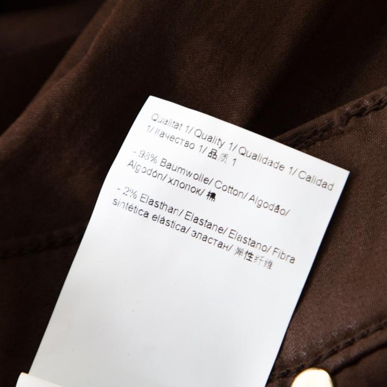 Escada Brown Coated Stretch Denim Straight Leg Jeans S at 1stDibs