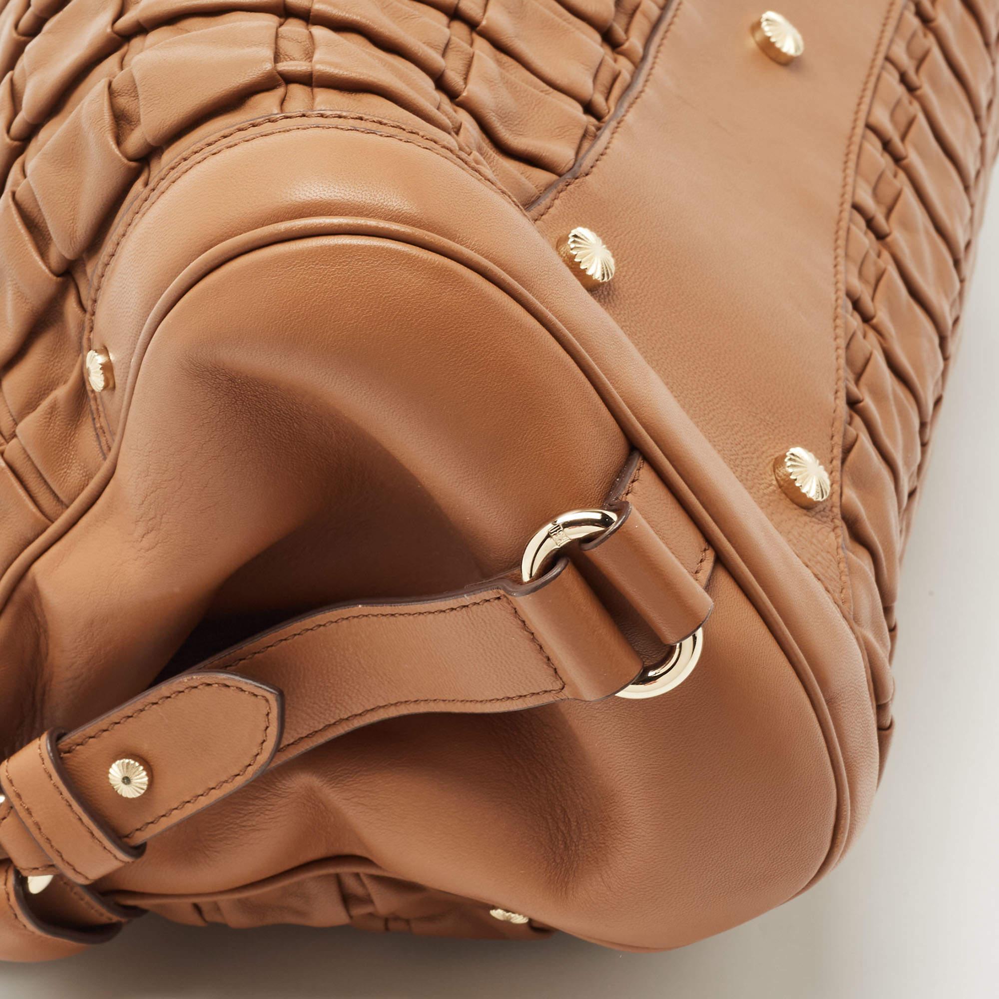 Escada Brown Woven Leather Horizontal Margaretha Tote For Sale at 1stDibs