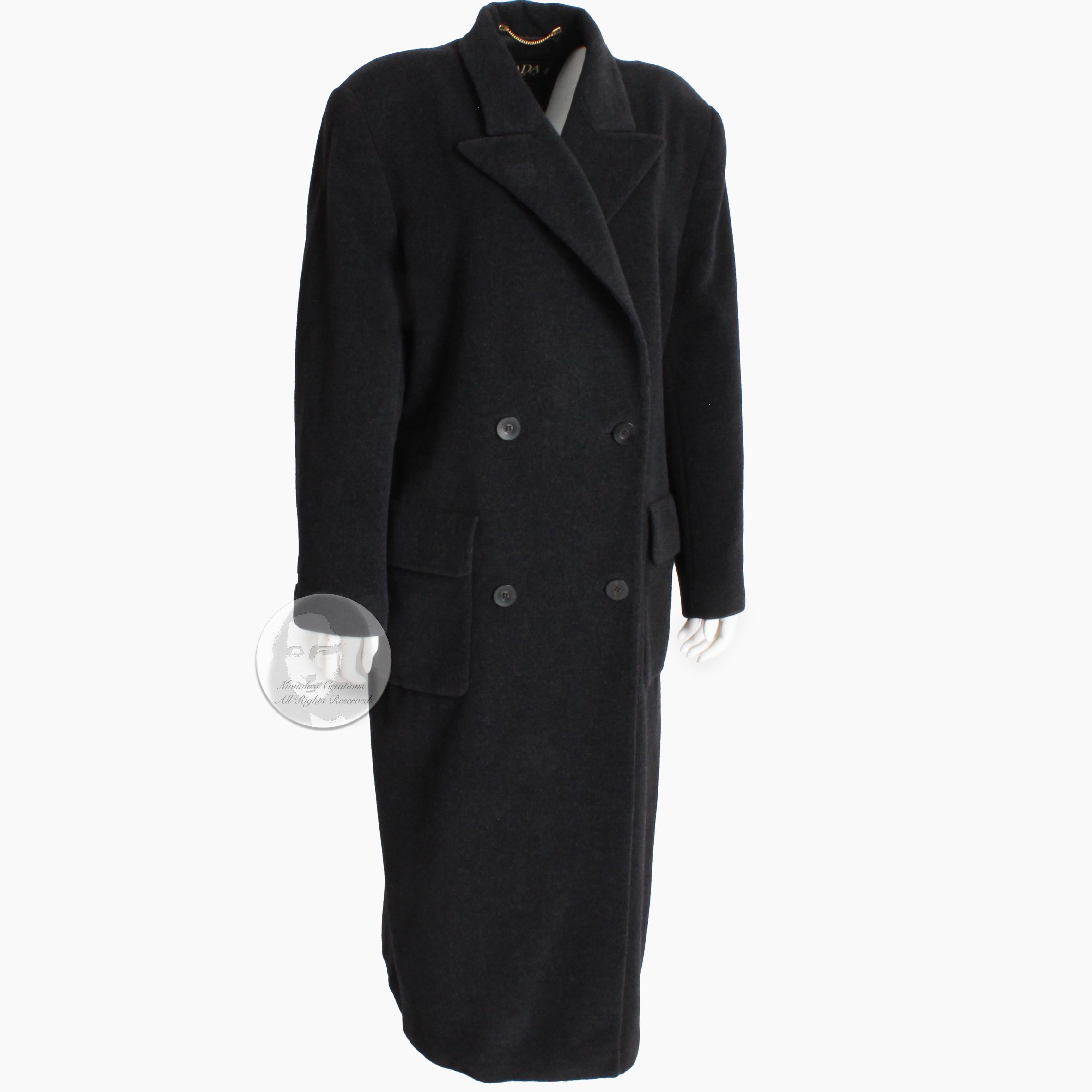Escada Coat Double Breasted Charcoal Gray Pure New Wool Trench Style ...