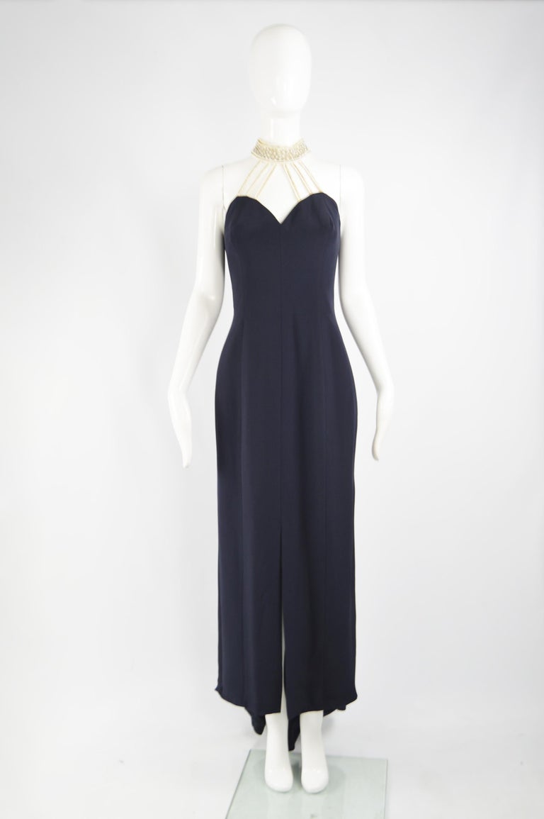 Escada Couture Pearl Beaded Evening Gown at 1stDibs | black a line ...