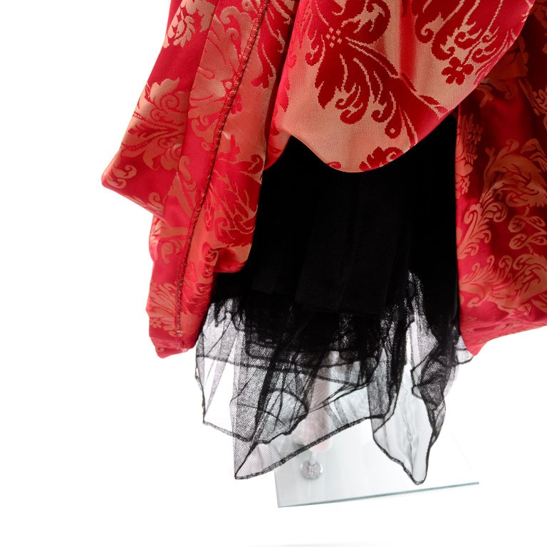 Escada Couture Vintage Dress Red Jacquard Evening Gown With Mink Trim ...