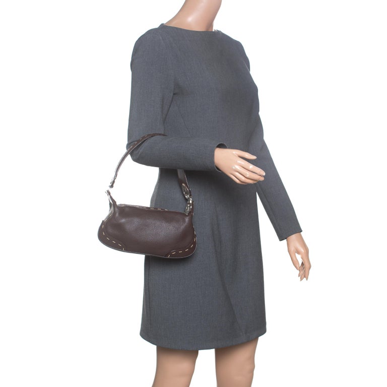 Escada Dark Brown Leather Small Eluna Shoulder Bag For Sale at 1stDibs ...