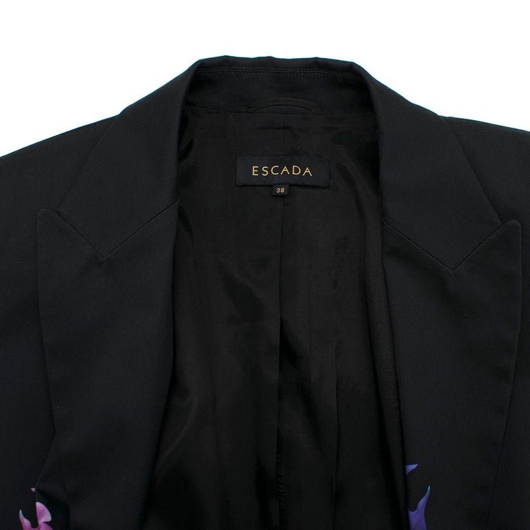 Escada Floral Print Black Blazer US 8 at 1stDibs