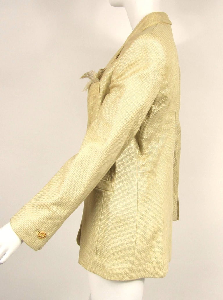 Escada Gold Leather 1990s Blazer Jacket New, Never Worn Price Tags ...
