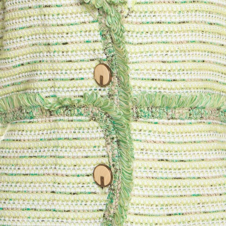 Escada Green Cotton Blend Tweed Boucle Jacket M at 1stDibs
