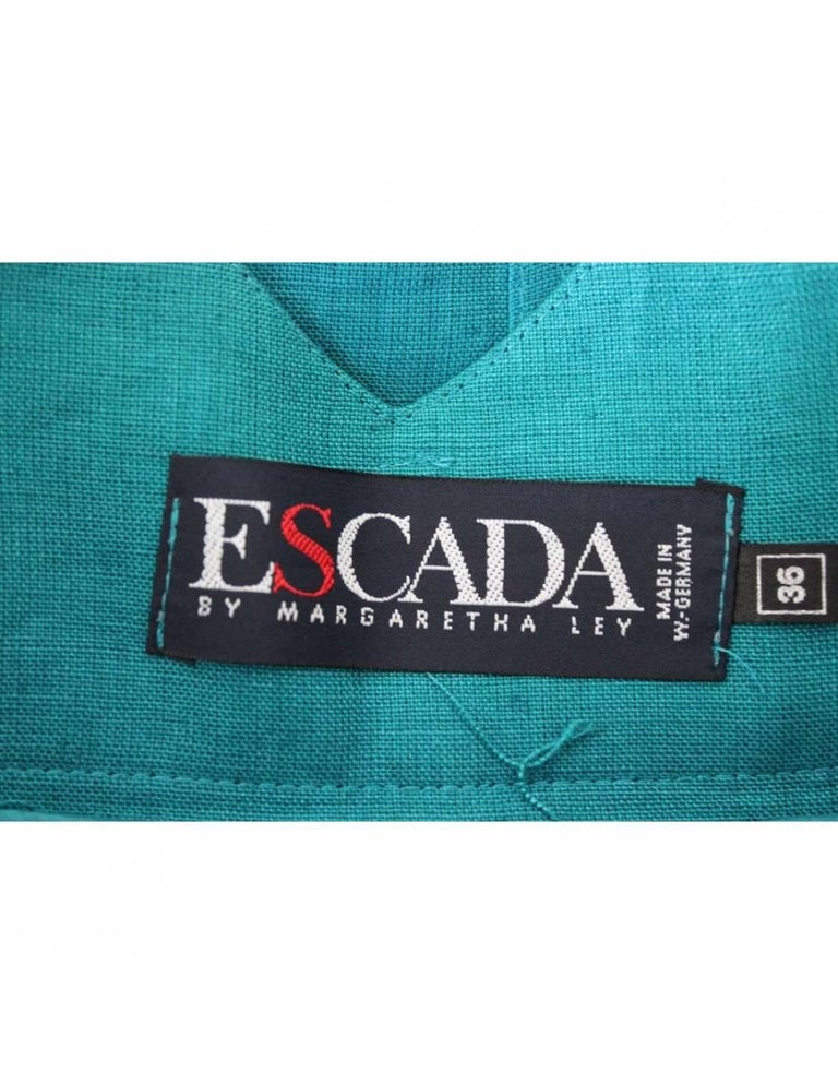 Escada Green Linen A Line Long Skirt For Sale at 1stDibs