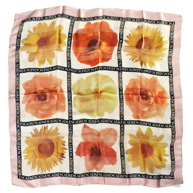 Escada Silk Scarf Floral - Made in Italy - Sunflower New, Never Worn w ...