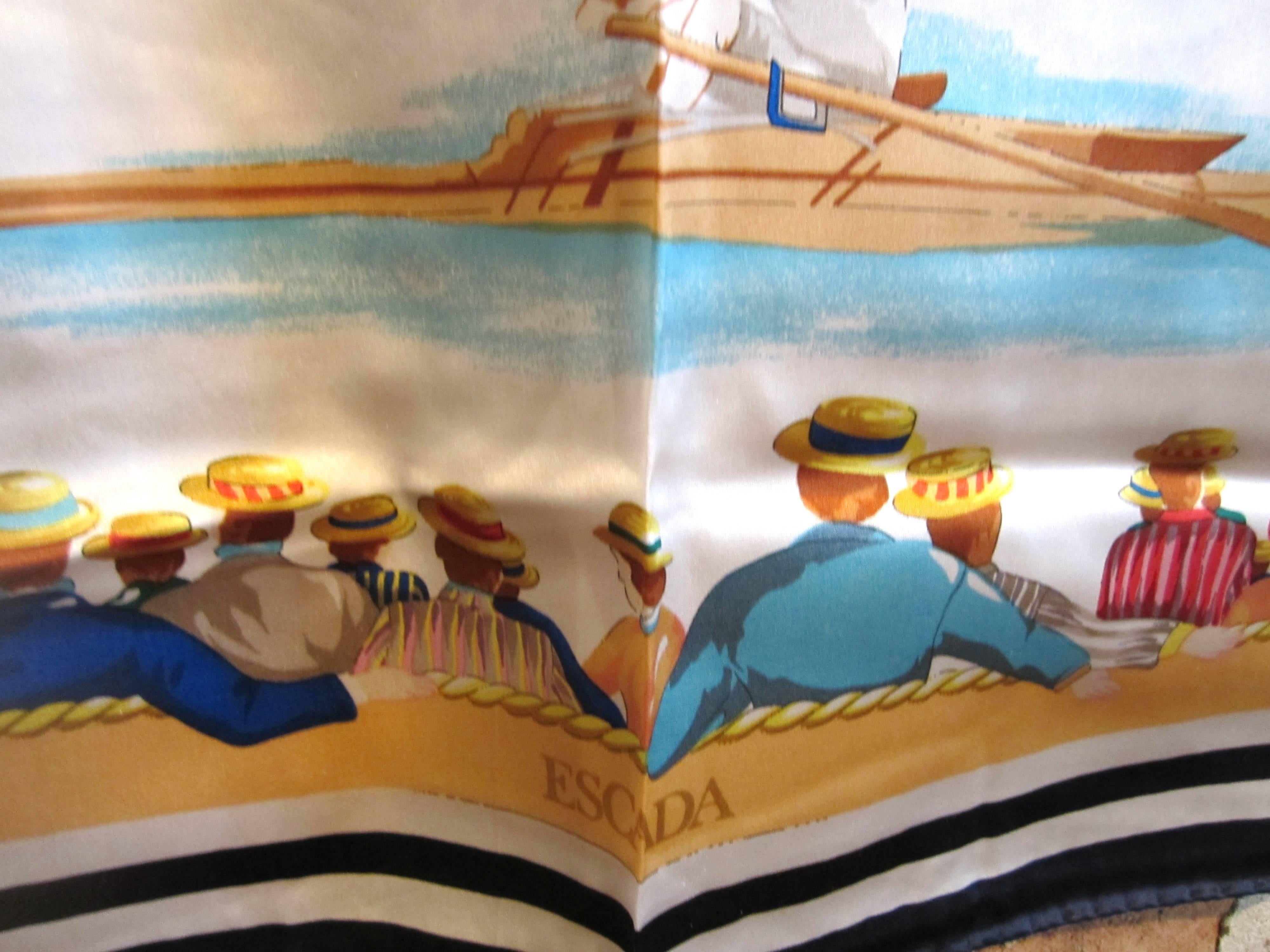 Escada Silk Scarf Harvard Rowing team Made in Italy, Never Worn - 1990s ...