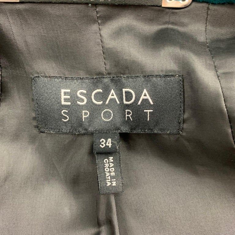 ESCADA Size 4 Green Cotton Blend Velvet Double Breasted Jacket For Sale at 1stDibs