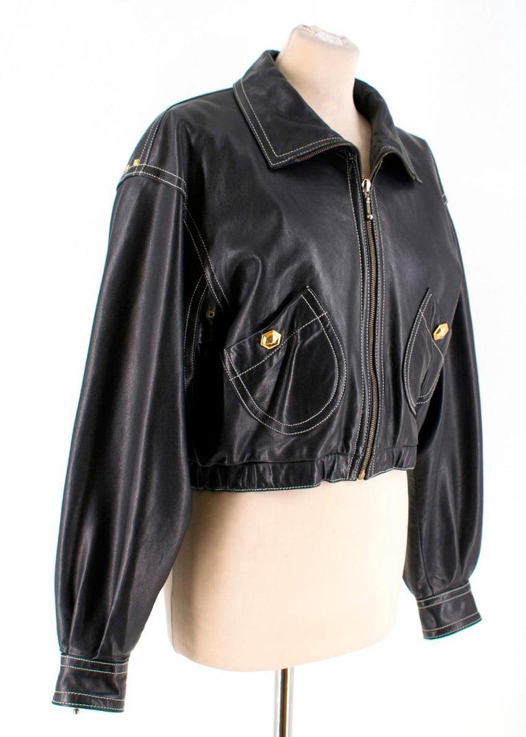 Escada Studded Leather Bomber Jacket US 8 at 1stDibs