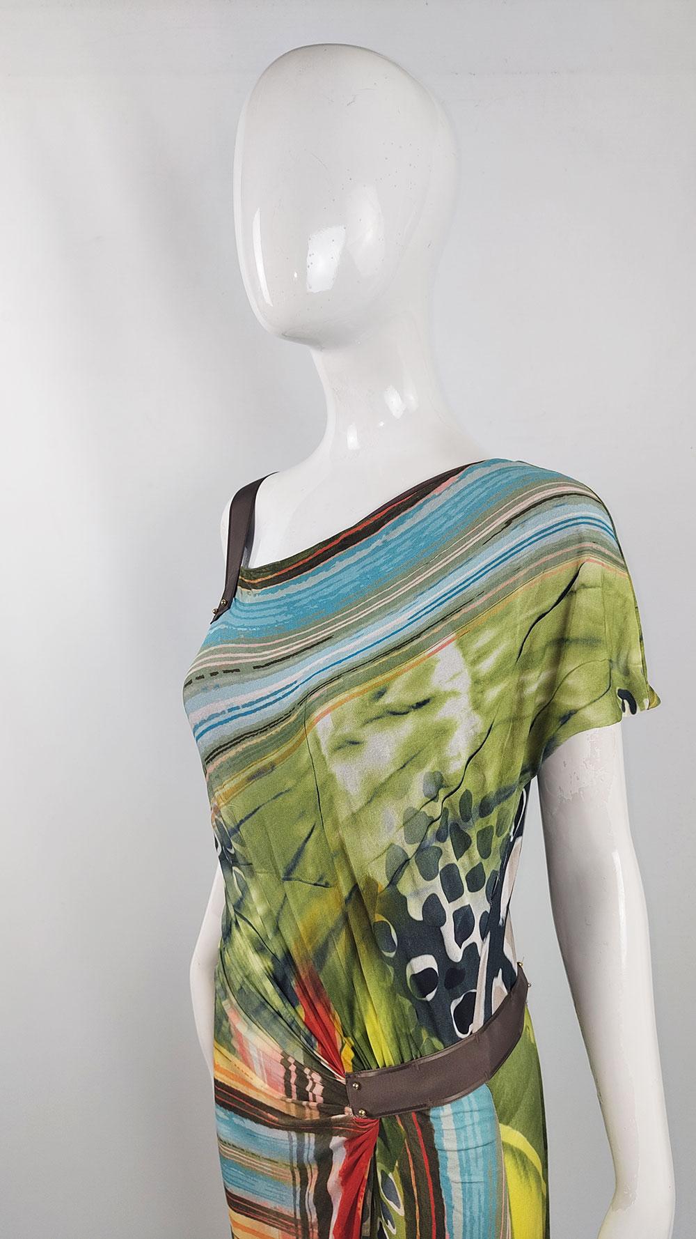 Escada Vintage 2000s Animal Print Asymmetrical Tropical Dress For Sale ...