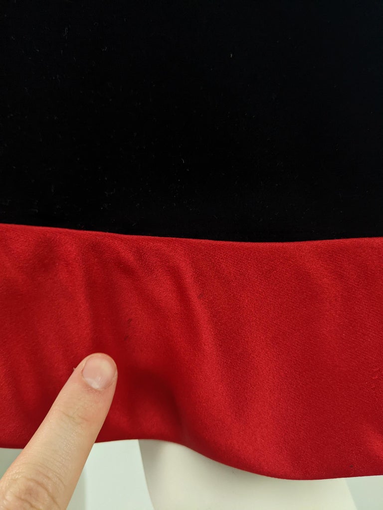 Escada Vintage Black Velvet 80s and Red Trim Party Evening Dress, 1980s ...
