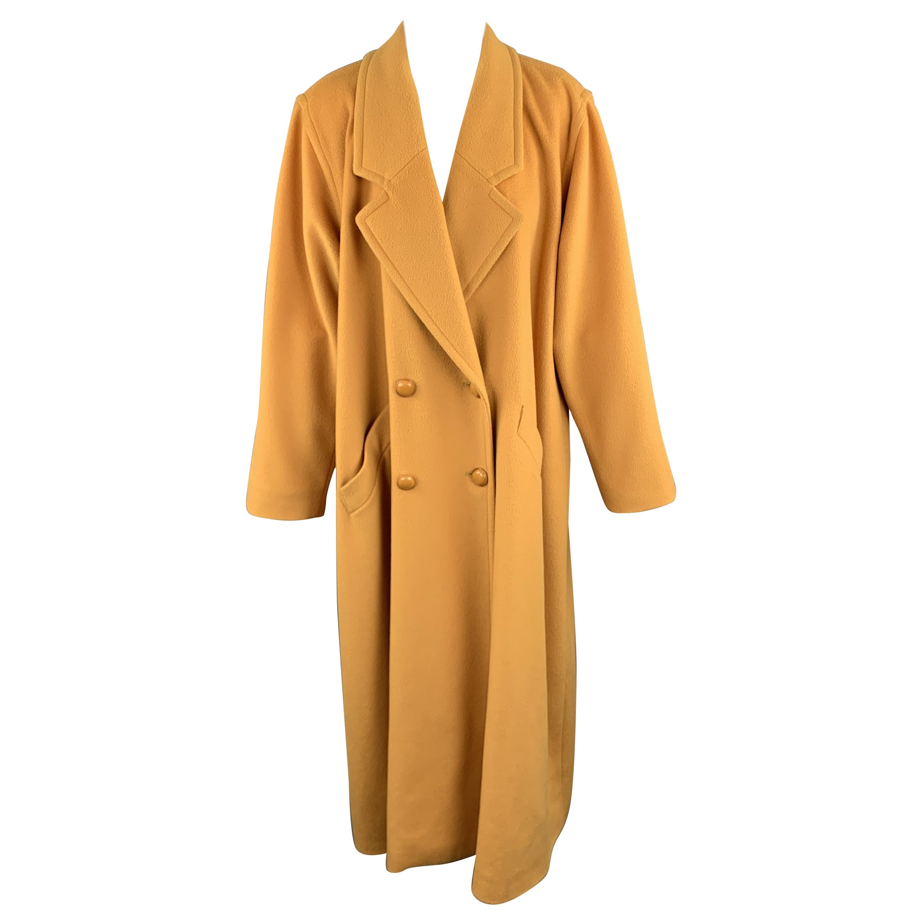 ESCADA Vintage Golded Mustard Wool Double Breasted Over Coat at 1stDibs