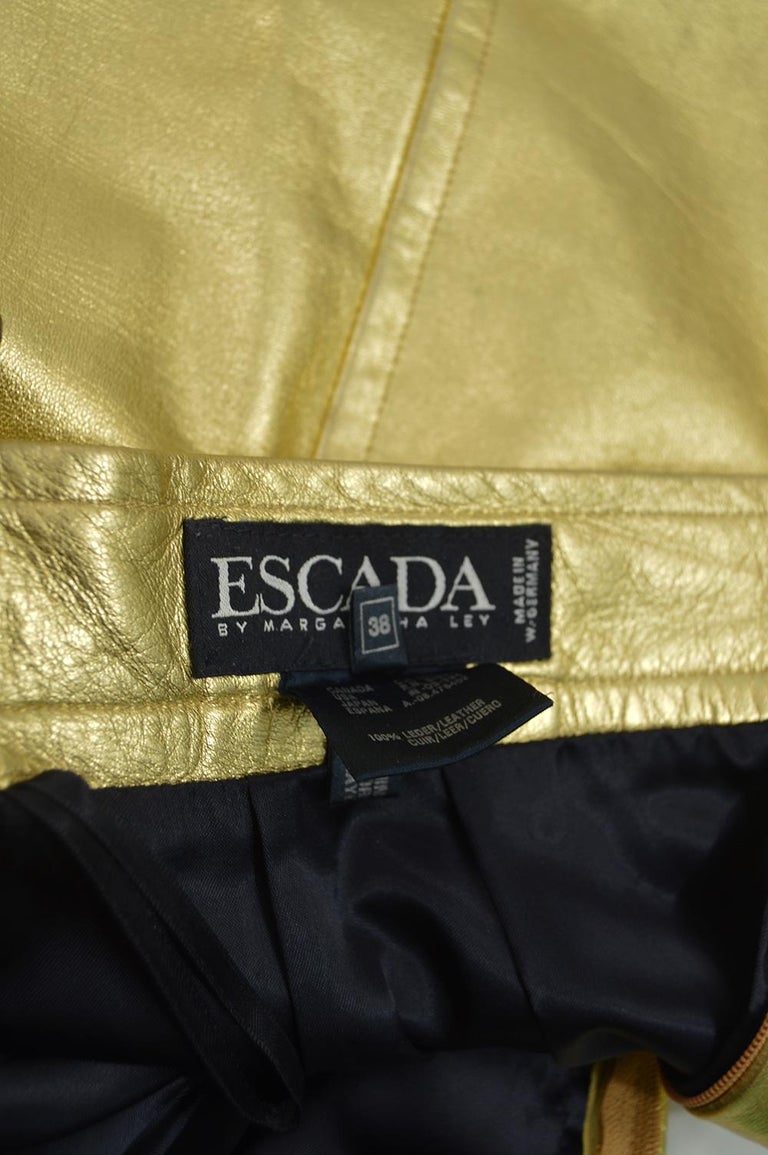 Escada Vintage Metallic Gold Leather Skirt, 1990s For Sale at 1stDibs