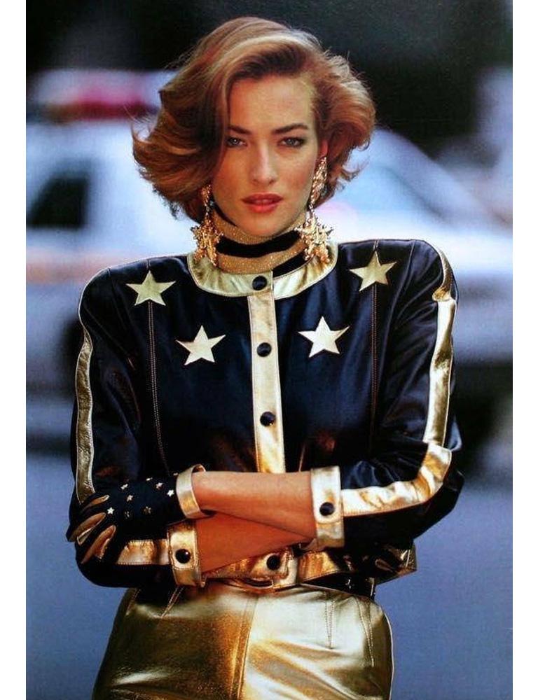 Escada Vintage Metallic Gold Leather Skirt, 1990s For Sale at 1stDibs