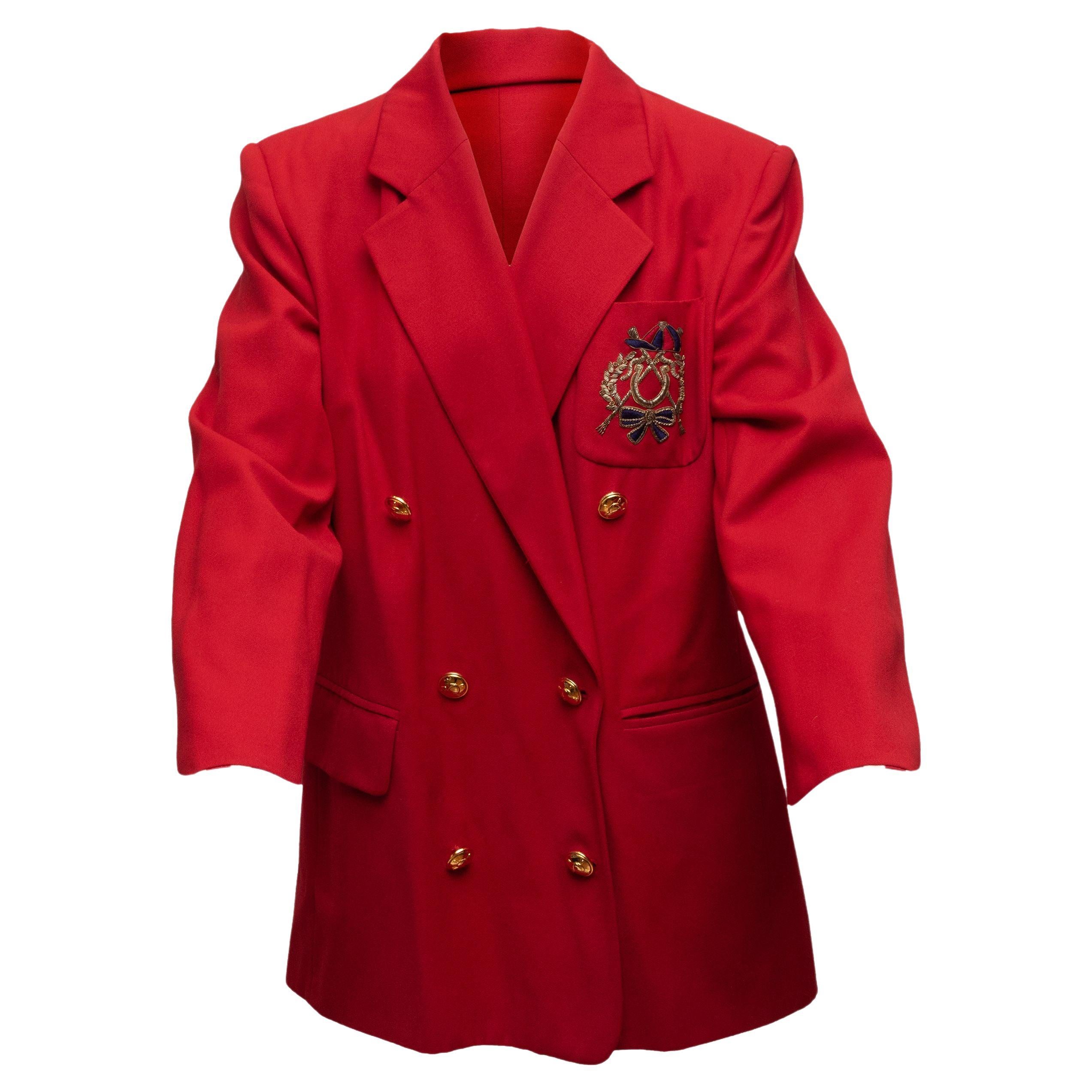 Escada Red Leather Jacket with White Leather Piping For Sale at 1stDibs ...