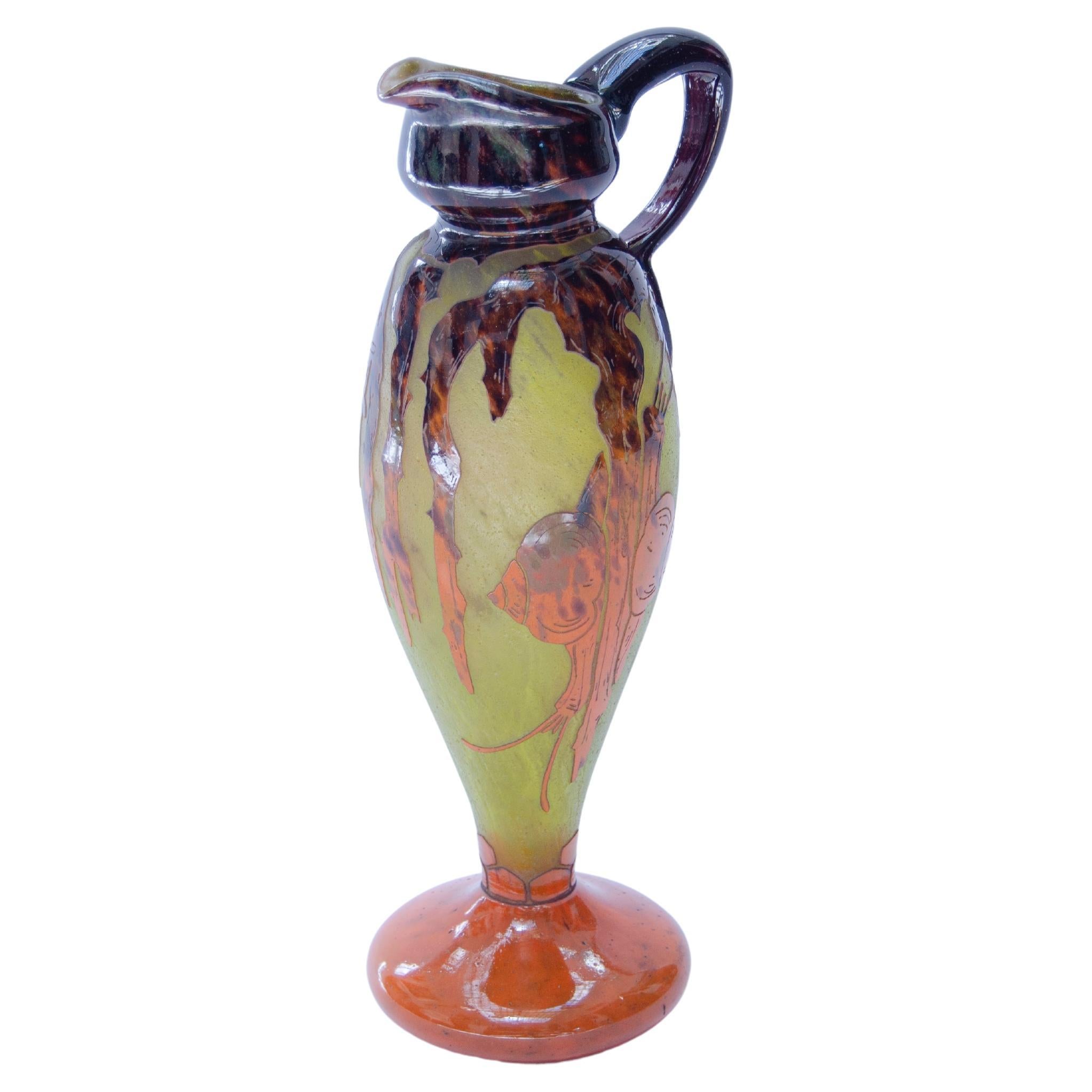 "Escargot" jug by Le Verre Français For Sale at 1stDibs