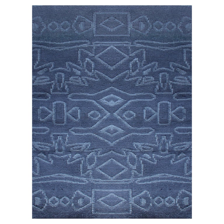 Eskayel, Akimbo, Indigo Flat-Weave Rug For Sale at 1stDibs